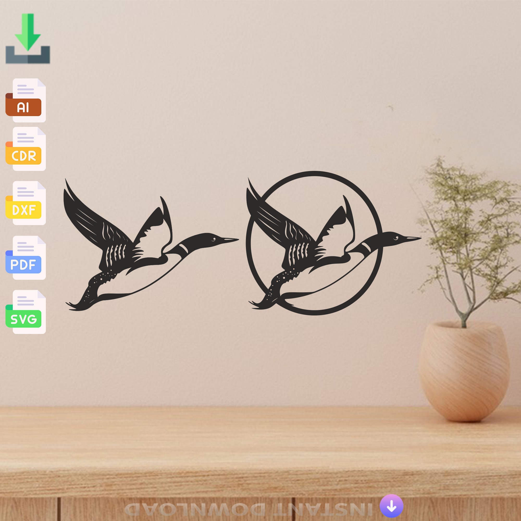 Duck Decor Garden Art Bird Design Laser Cut Svg Dxf Files Wall Sticker ...