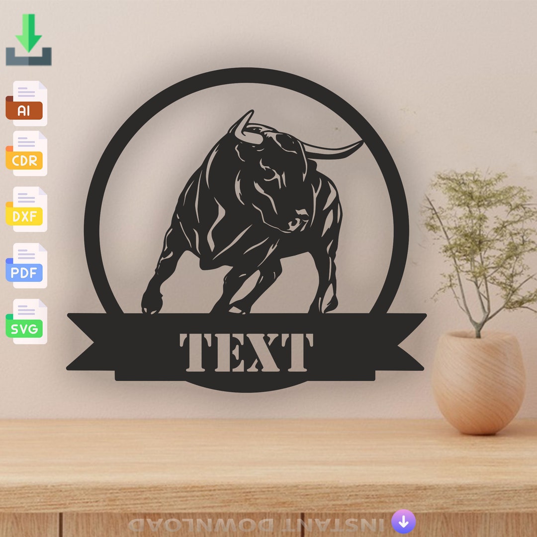 Personalized Bull Svg File, Laser Cut, Svg, Dxf,plan,cnc Cutting,cnc ...