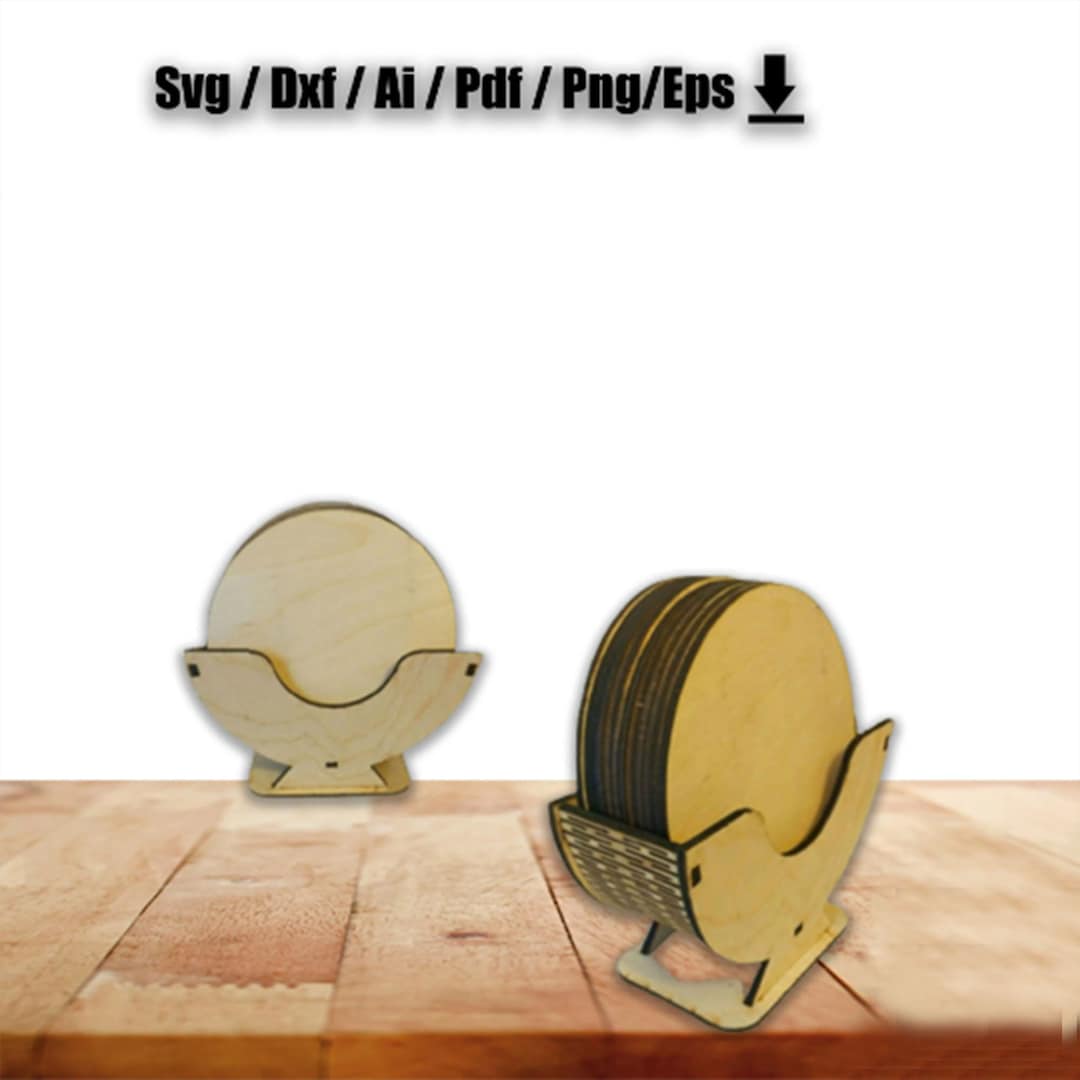 Wooden Coasters Set 3mm Svg, Coaster Stand Laser Cut, CNC Cutting, CNC ...