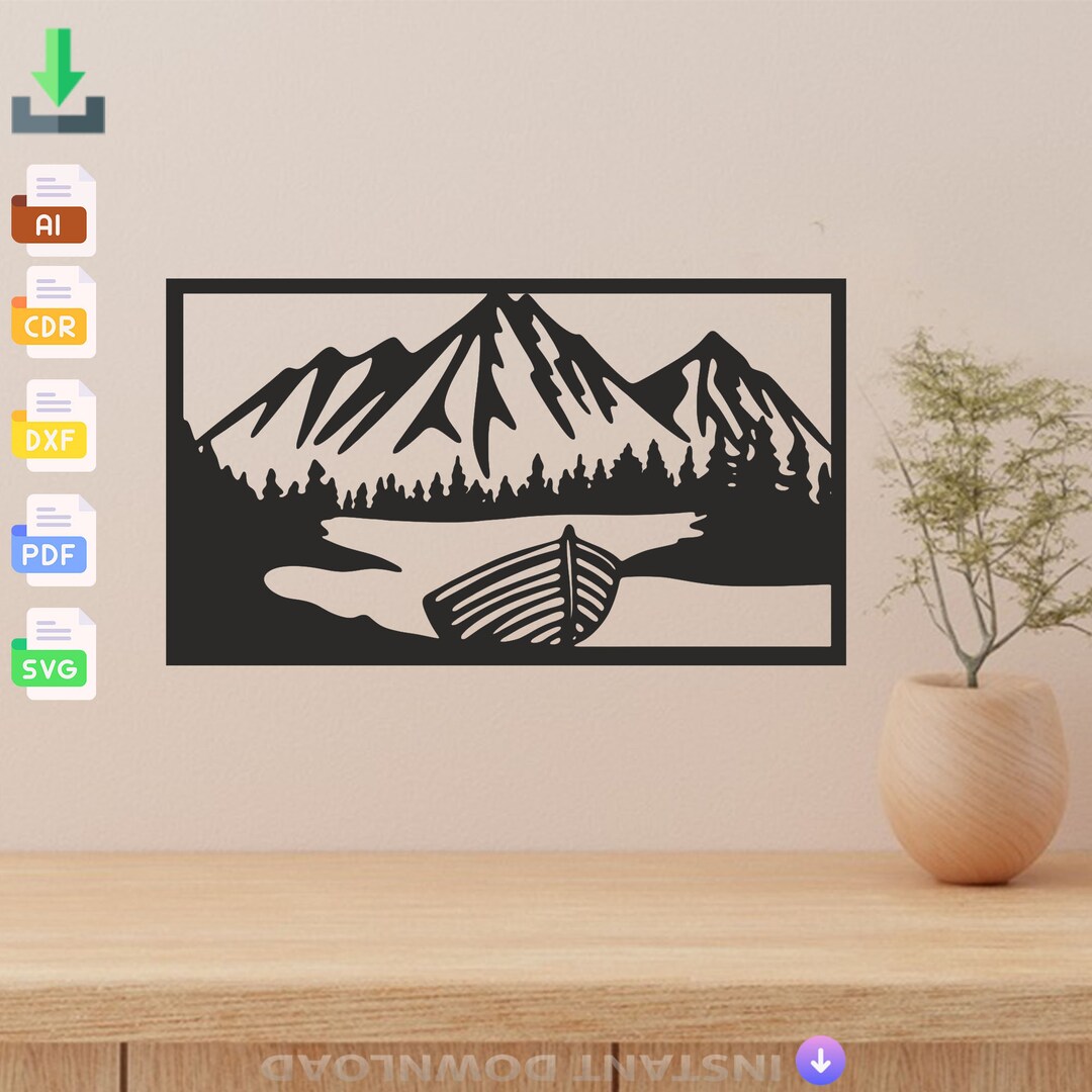 Laser Cut River Scene: Wall Decor, Svg Dxf Ai Eps Pdf (digital Download ...