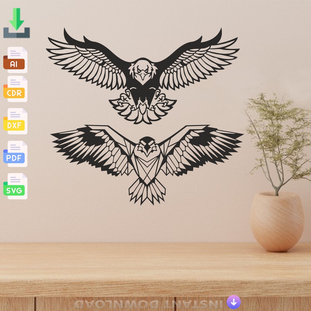 Wall Decor Eagle Bird Flying Animal Laser Cut, Svg, Dxf, Glowforge CNC ...
