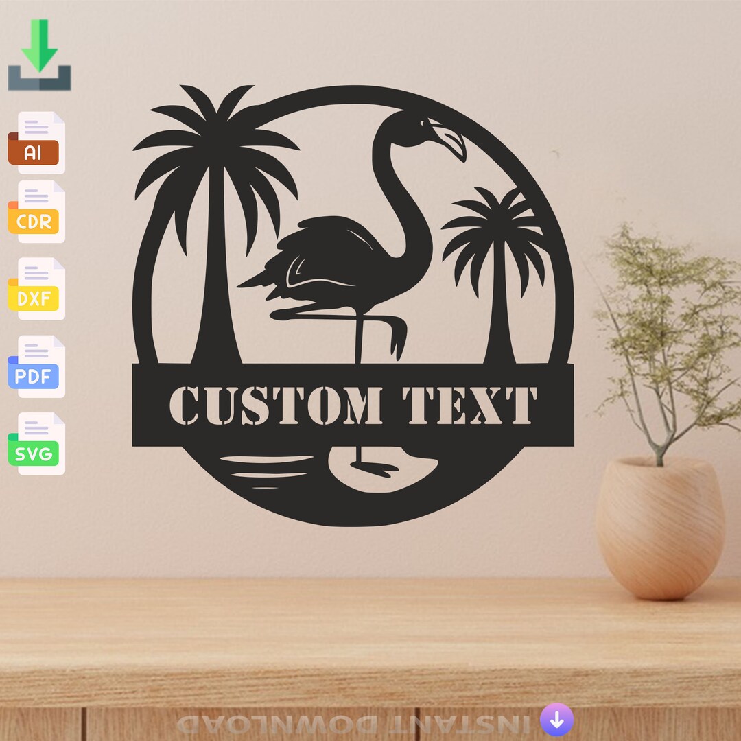 Personalized Flamingo Monogram SVG DXF: Laser Cut CNC File (digital ...