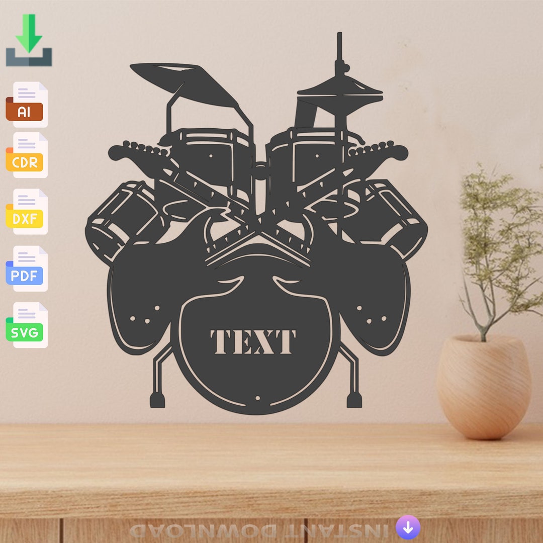 Custom Music Band Design Laser Cut Svg Dxf Files Wall Sticker Engraving ...