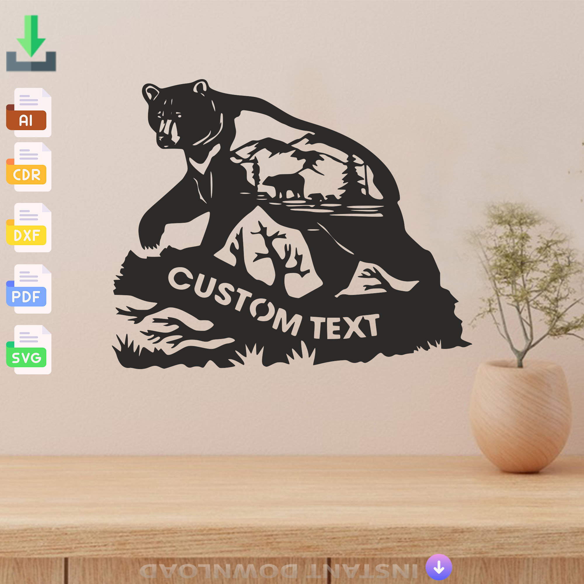 Personalized Bear Mountain Svg Laser Cut Svg Dxf Files Wall - Etsy