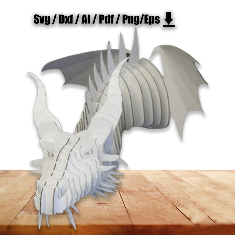 Dragon Head 3D Model: Laser Cut Puzzle SVG DXF (digital Download) - Etsy