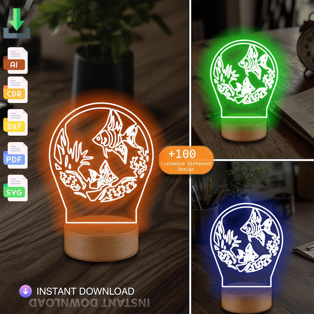 Fish Led Lamp 3D Acrylic Illusion Led Lamp Night Led Lamp Laser Cut ...