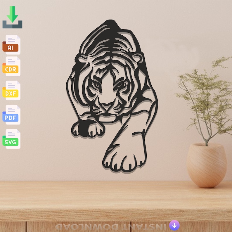 Tiger Metal Wall Art Svg Laser Cut Svg Dxf File Wall Sticker - Etsy