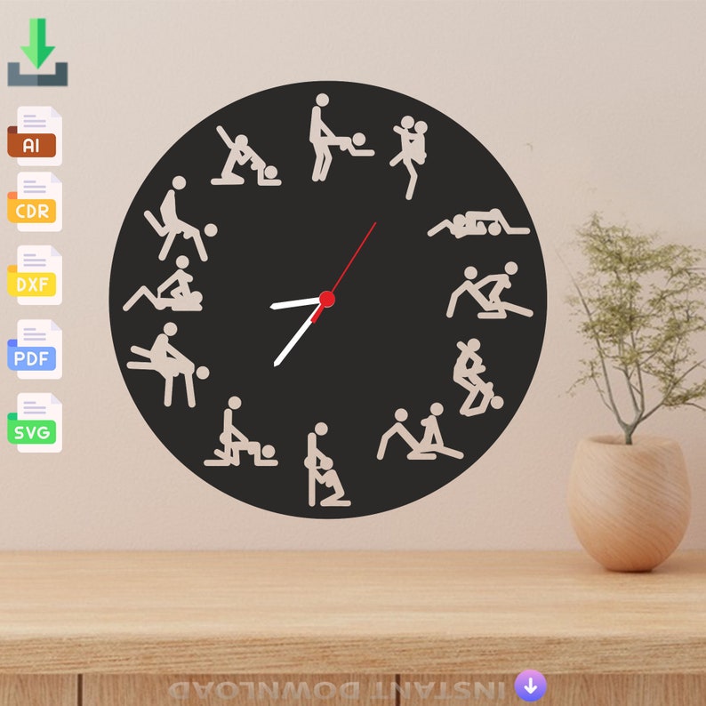 Wall Decoration Kamasutra Positions Clock, Laser Cut, Svg, Dxf ...