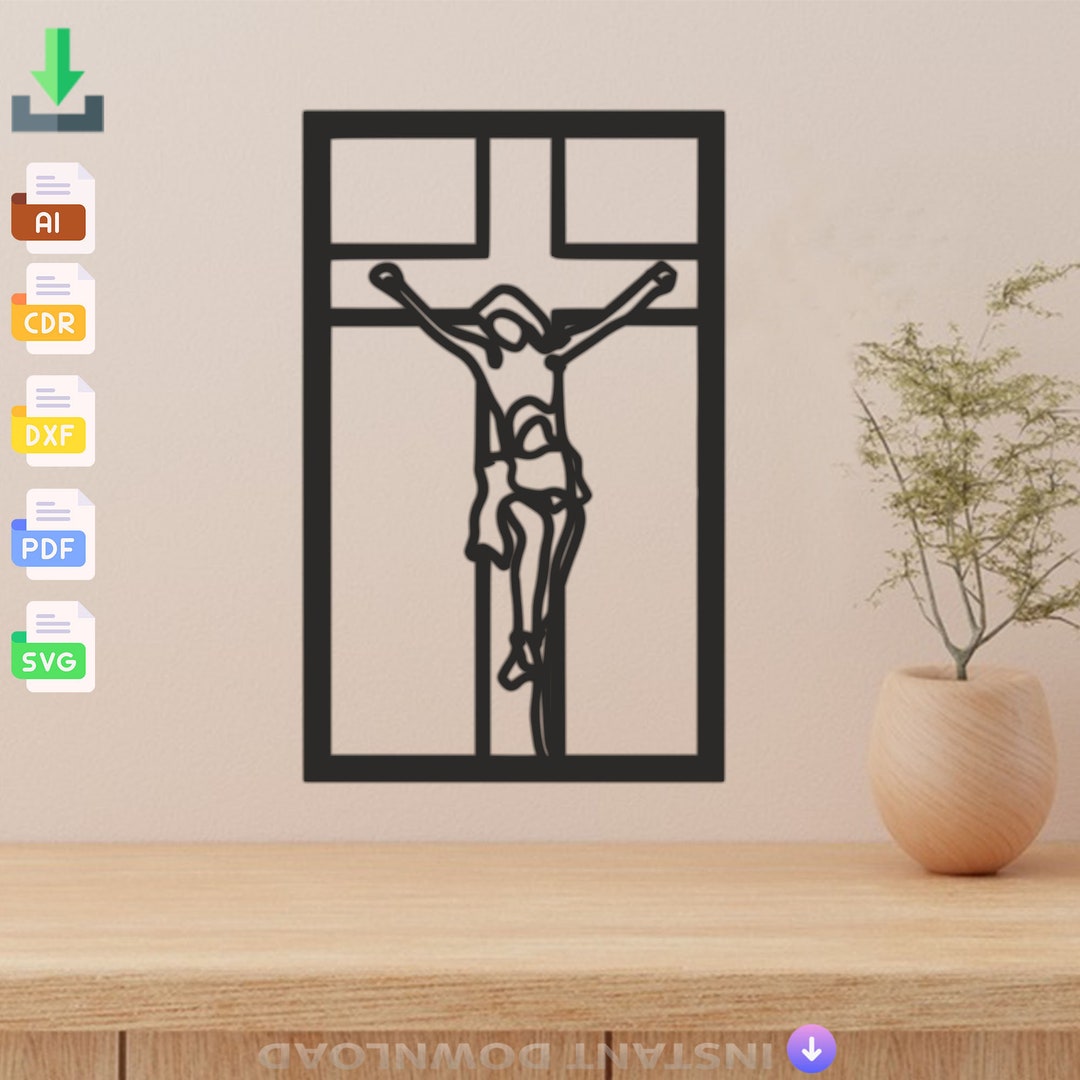Jesus Christ Wall Decor Laser Cut Svg Dxf File Wall Sticker Engraving ...
