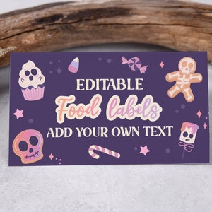Editable Halloween Purple Food Labels, Halloween Pastel, Spooky Girly ...