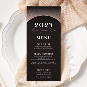 New Year 2024 Menu Template, New Year's Eve Party Dinner Menu, Holiday ...