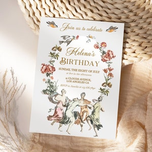 Vintage Regency Bridal Shower Invitation Template, Victorian, Floral ...