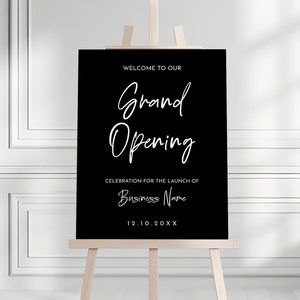Grand Opening Welcome Sign Template, Black Minimalist Business Launch ...