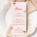 Hand Drawn Menu Template, Printable Valentine's Day Menu, Wedding Menu ...