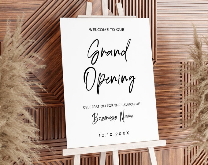 Grand Opening Welcome Sign Template, Minimalist Business Launch Signage ...