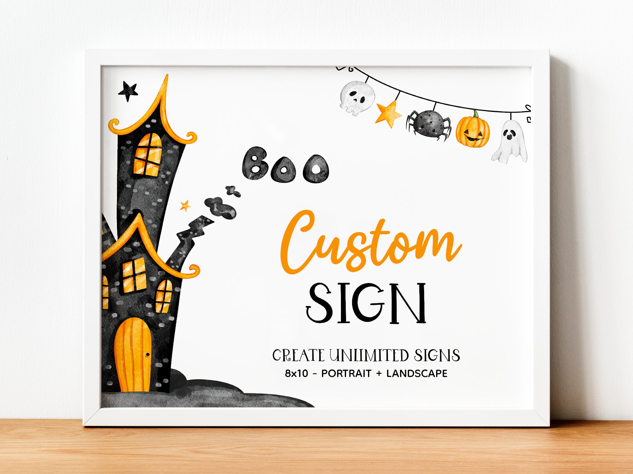 Editable Halloween Party Custom Sign, Spooky House, Costume Party ...