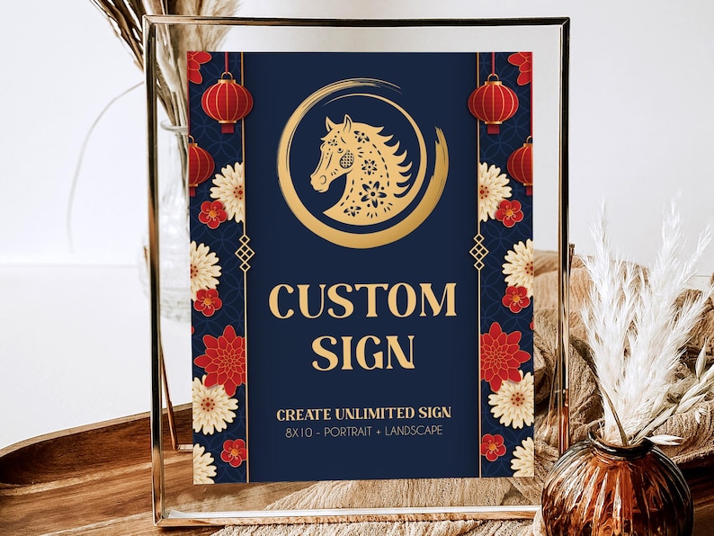 Chinese Horse Custom Sign Template, 2026 Horse New Year, Chinese ...