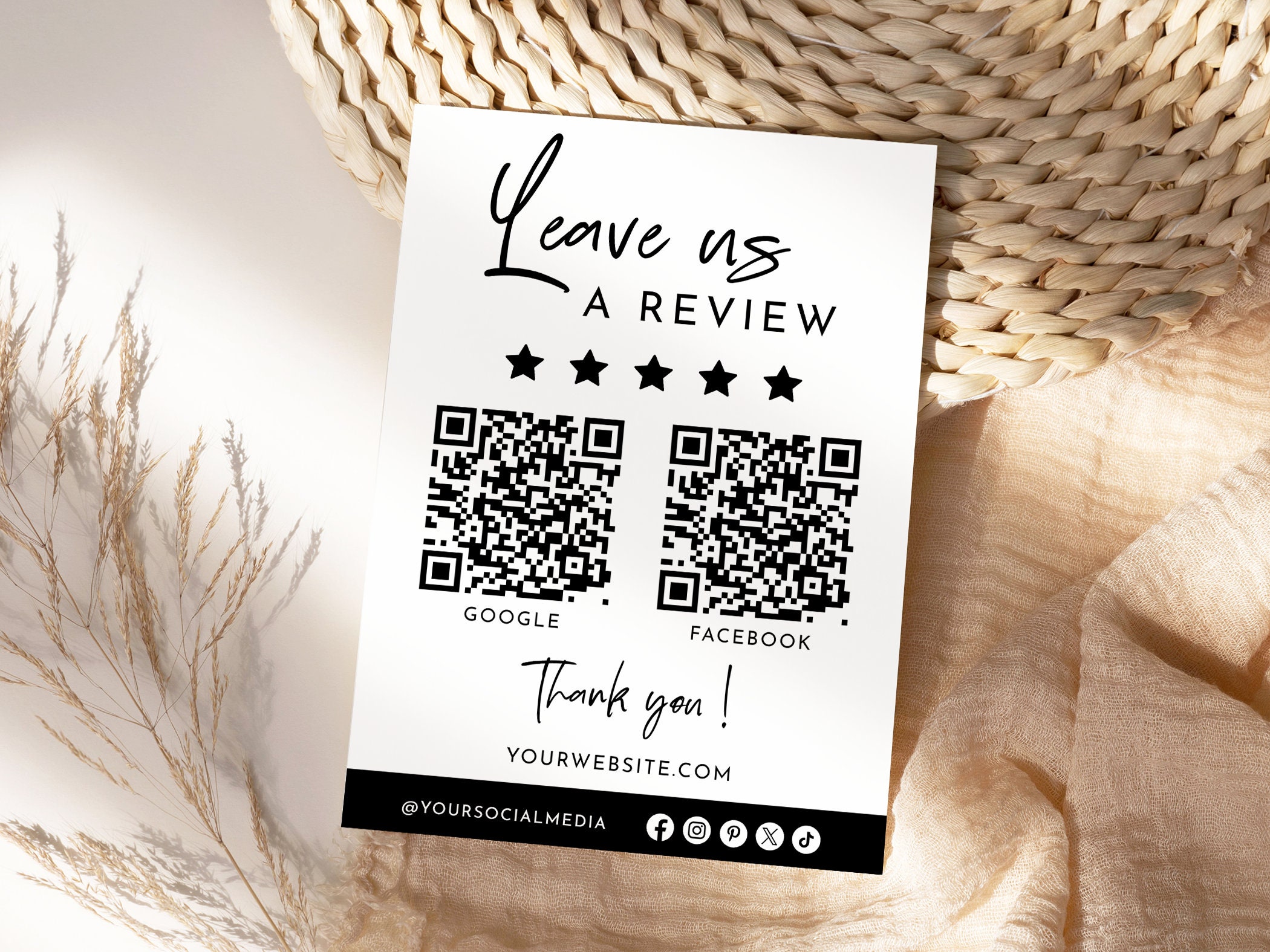 Leave Us A Review Minimalist Template, Review Sign, Ask for Review ...