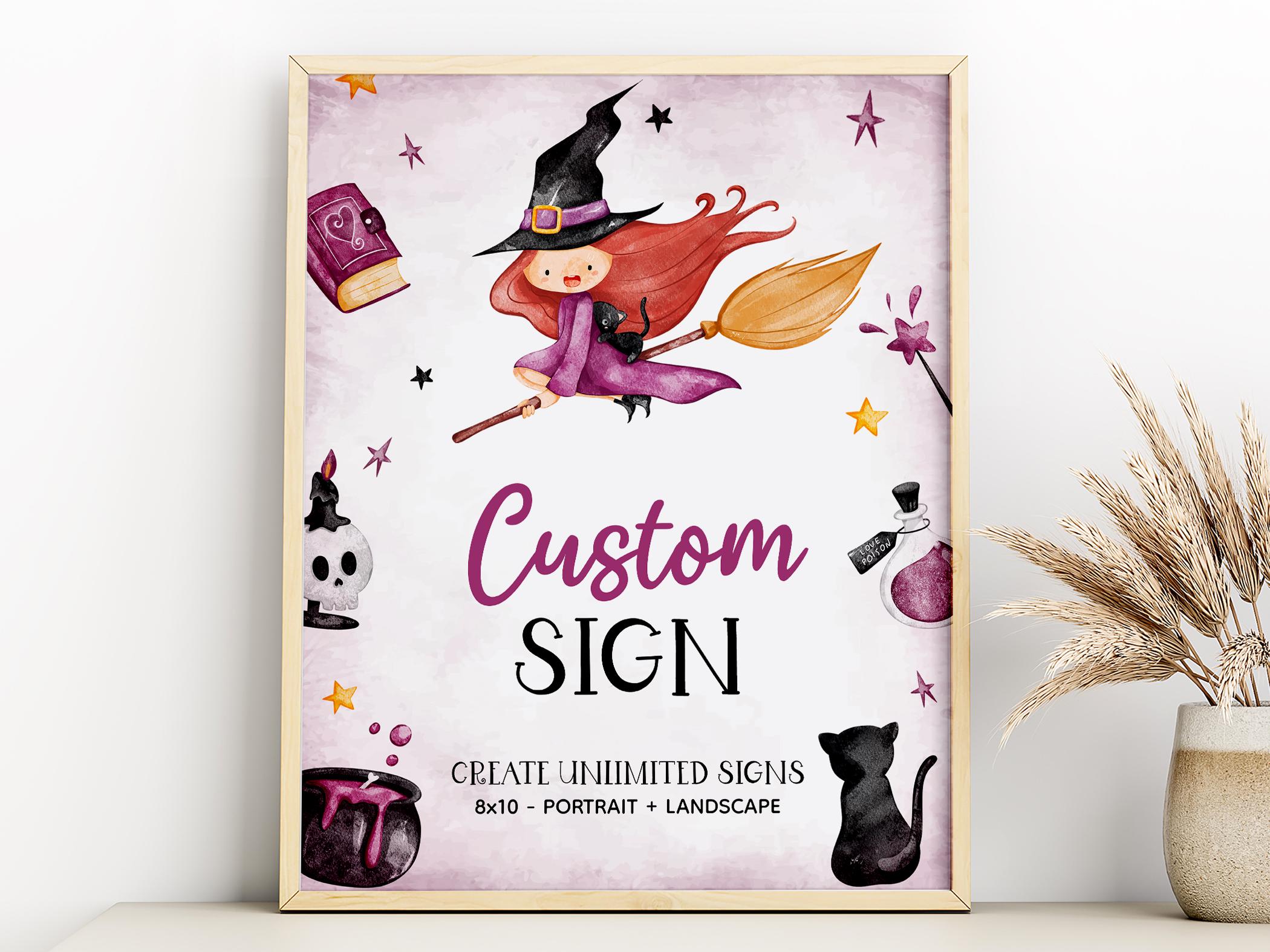 Editable Halloween Witch Custom Sign, Witch Birthday Sign, Printable ...