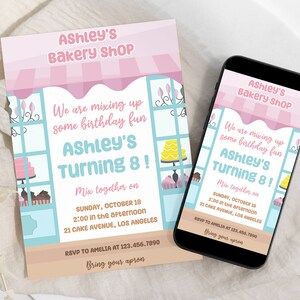 Editable Baking Birthday Invitation, Bakery Shop Invitation, Kids ...