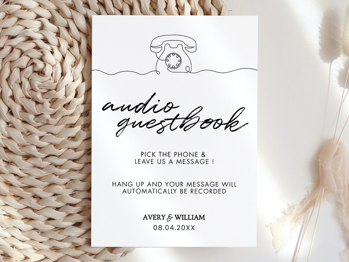 Audio Guest Book Wedding Sign Template, Telephone Wedding Sign ...