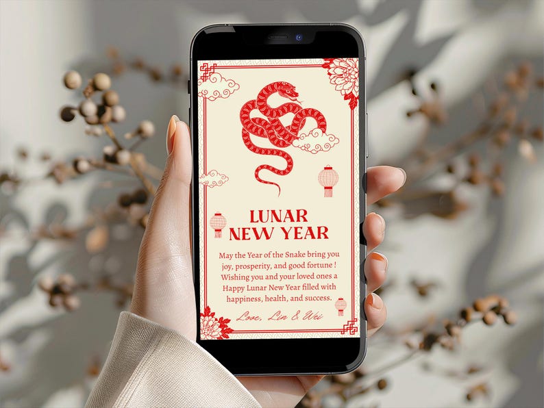 Chinese New Year Card Template, 2025 Snake New Year, Lunar New Year ...