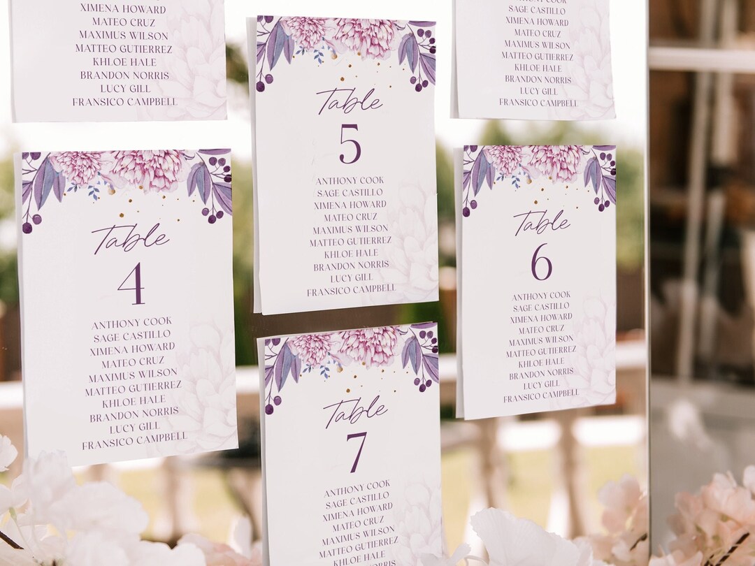 Lavender Seating Chart Template Editable, Floral Hanging Seat Chart ...