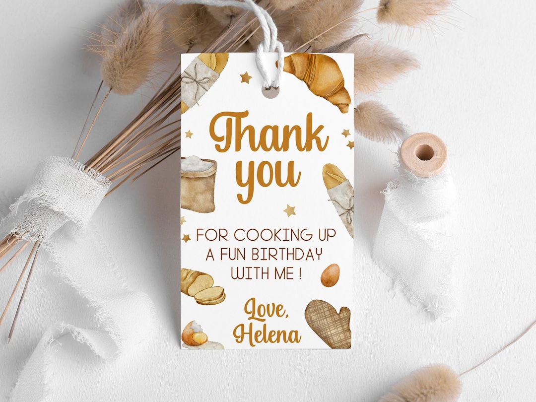 Cooking Party Birthday Favor Tag, Baking Party Gift Tags, Thank You ...