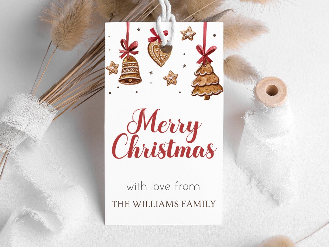 Editable Gingerbread Christmas Gift Tag, Christmas Favor Tag, Merry ...
