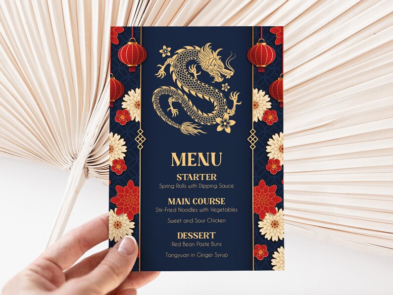 Dragon Chinese Menu Template, 2025 New Year, Chinese Celebration, Lunar ...