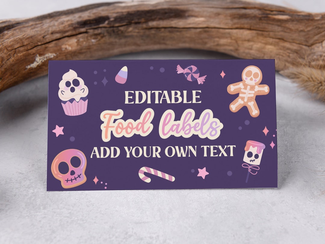 Editable Halloween Purple Food Labels, Halloween Pastel, Spooky Girly ...