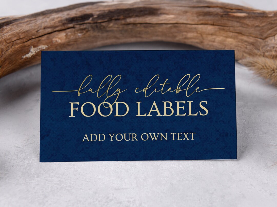 Blue Gold Food Labels Template, Dark Christmas, New Year Name Card ...
