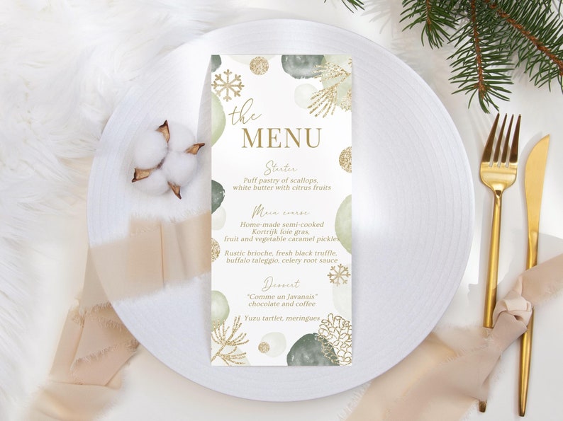 Christmas New Year Menu, Editable Holiday Template, Festive Dinner Menu ...