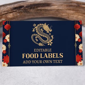 Lunar New Year Dragon Food Label, Chinese New Year Name Card, Place ...