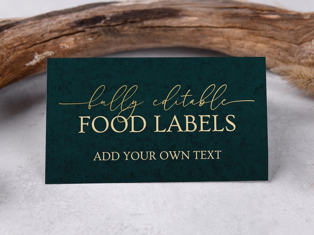 Green Gold Food Labels Template, Dark Christmas, New Year Name Card ...