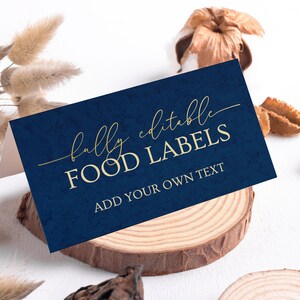 Blue Gold Food Labels Template, Dark Christmas, New Year Name Card ...