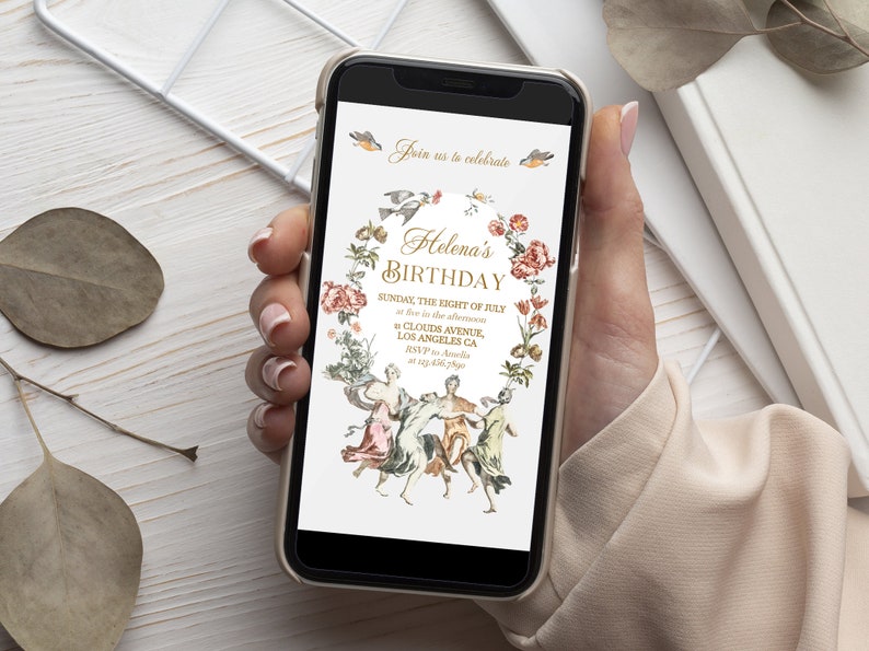 Vintage Regency Birthday Invitation Template, Invitation for Her ...