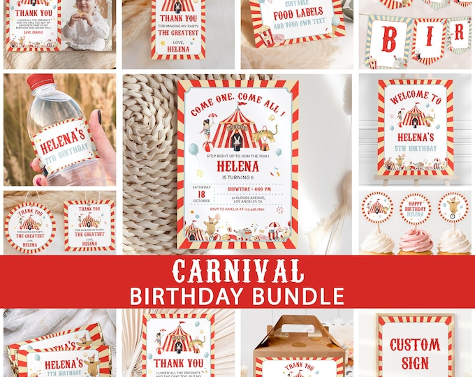 Circus Birthday Party Kit DIGITAL | Carnival Party Bundle Set ...