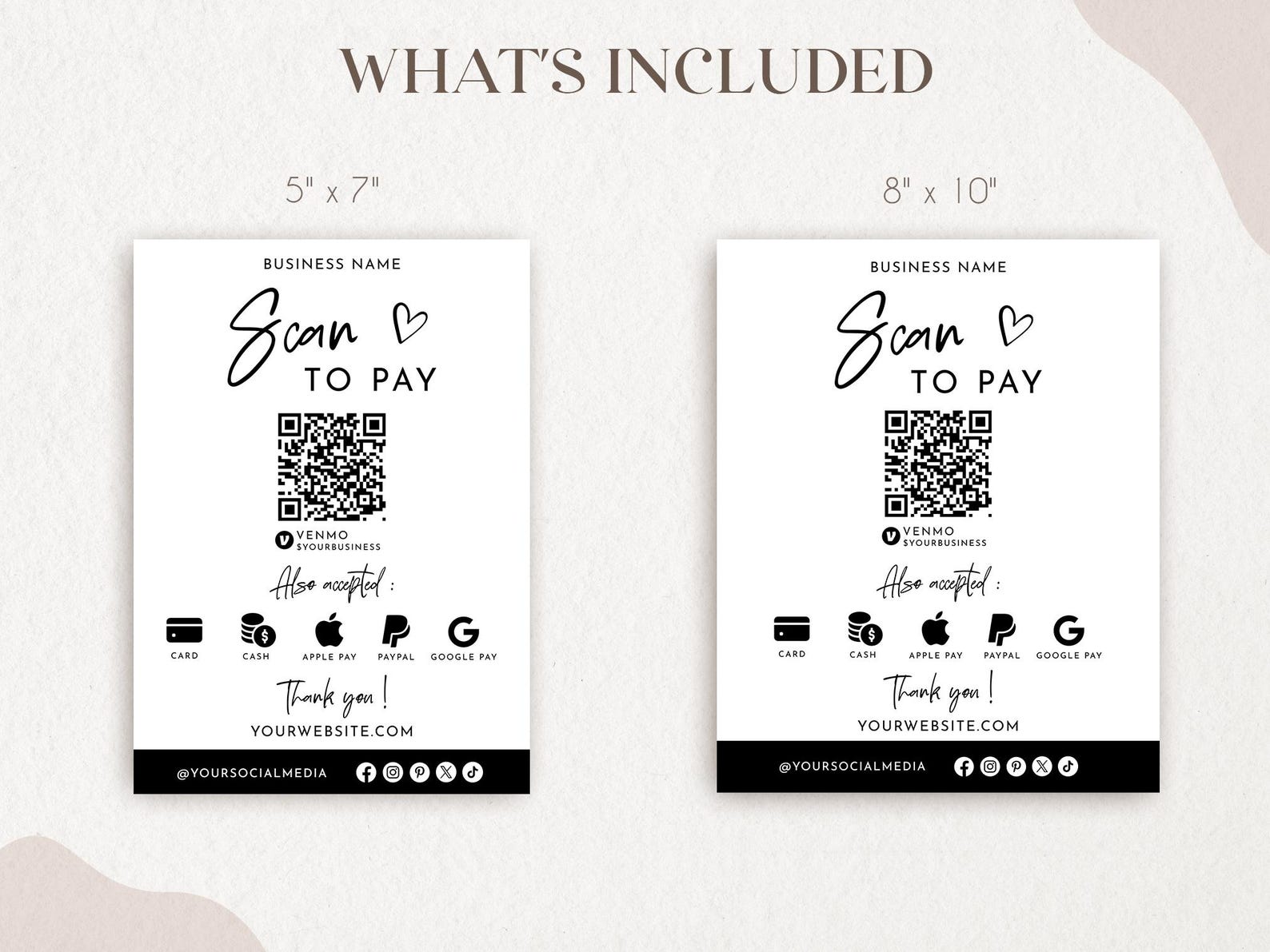 Scan to Pay Sign Minimalist Template, Payment Sign, QR Code Sign, Small ...