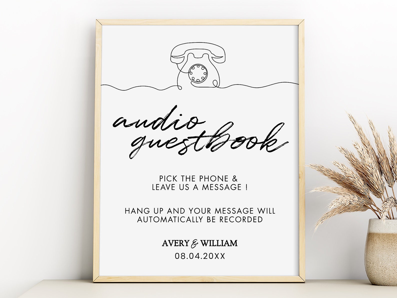 Audio Guest Book Wedding Sign Template, Telephone Wedding Sign ...