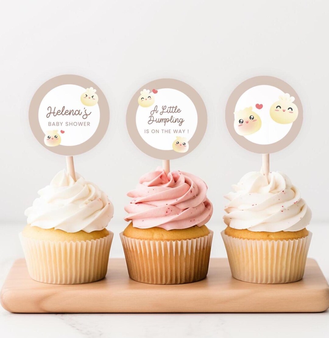 Little Dumpling Cupcake Toppers Baby Shower, Dim Sum Baby Decorations ...