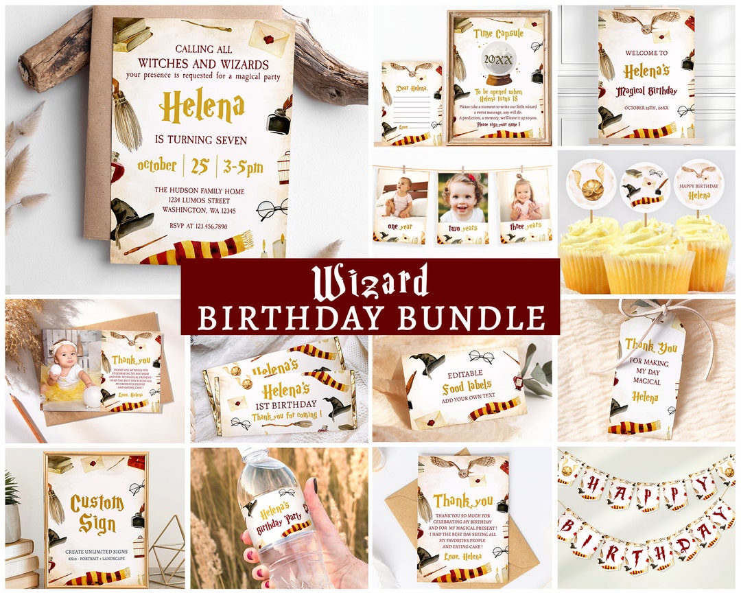 Wizard Birthday Invitation Bundle Wizardry Any Age Birthday - Etsy