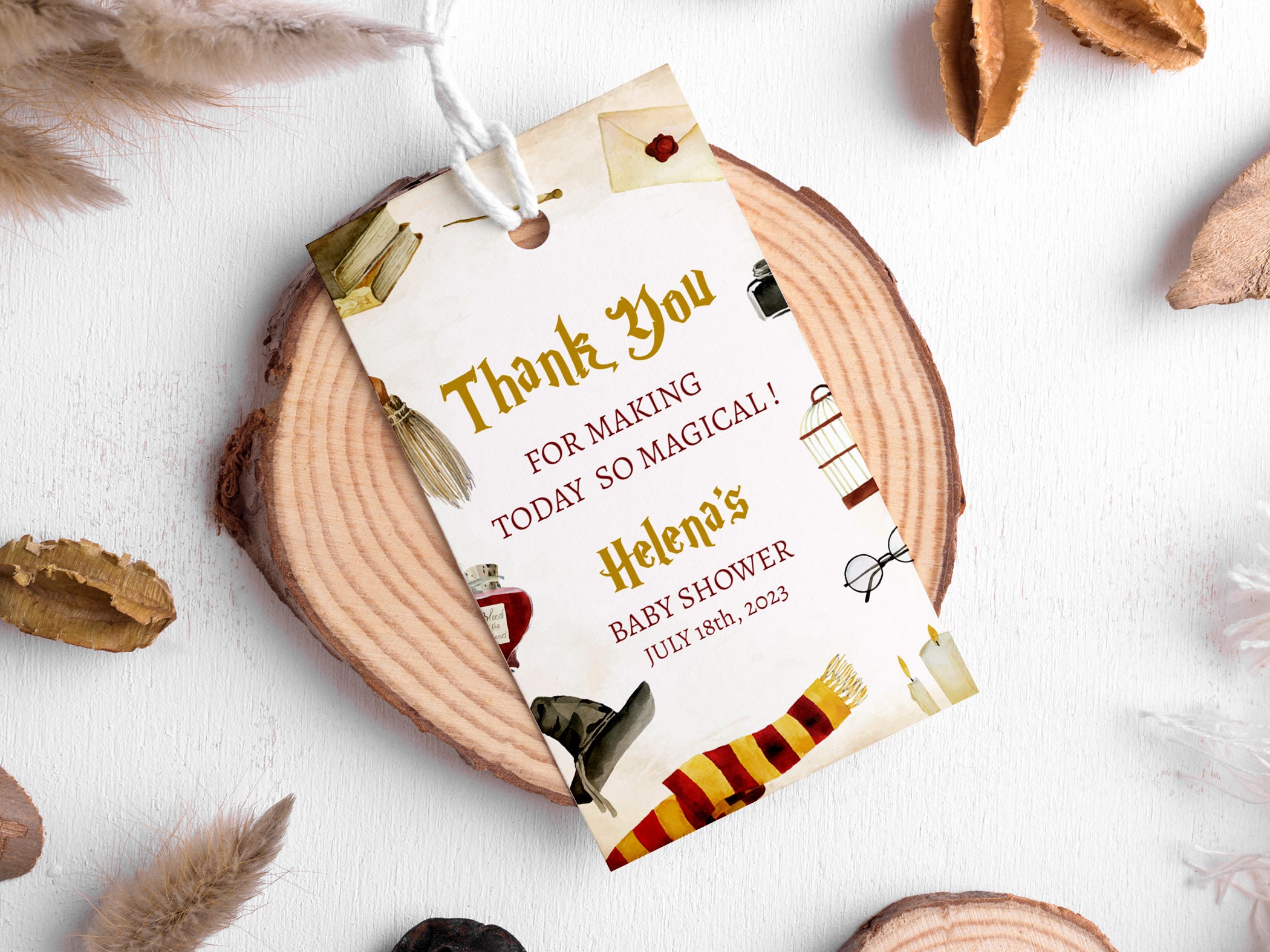 Wizard Baby Shower Tag, Wizard Thank You Tag, Printable Magical ...