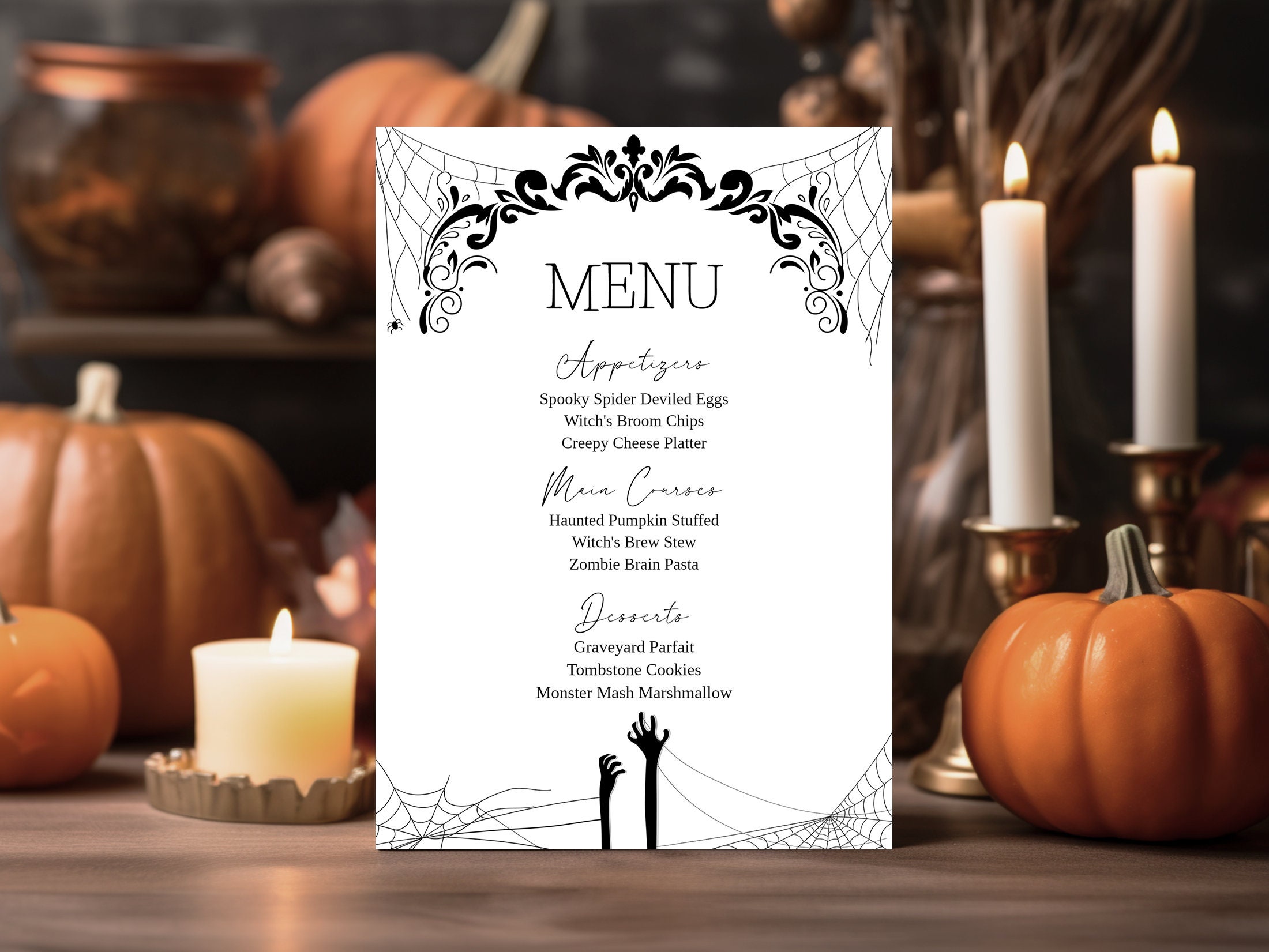 Halloween Party Menu Template Spiderweb Halloween Menu - Etsy