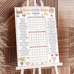 Editable Summer Calendar Poster Template Printable, Summer Fun Bucket ...