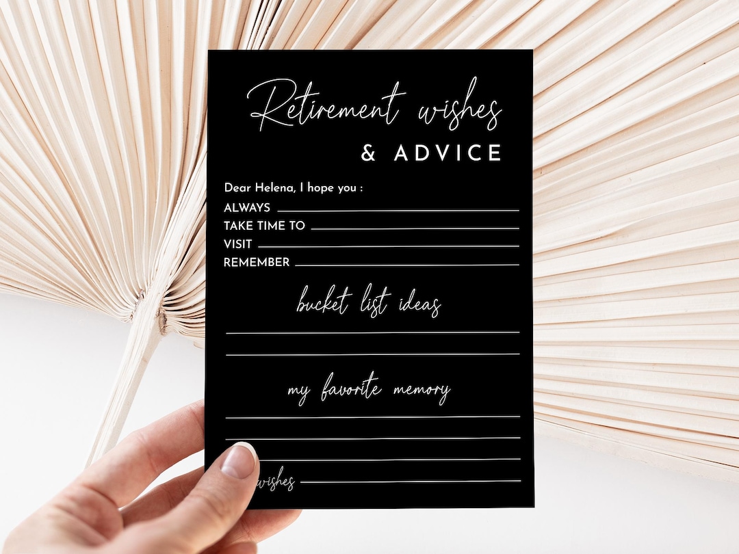 Minimalist Retirement Advice & Wishes Card Template, Elegant Retirement ...