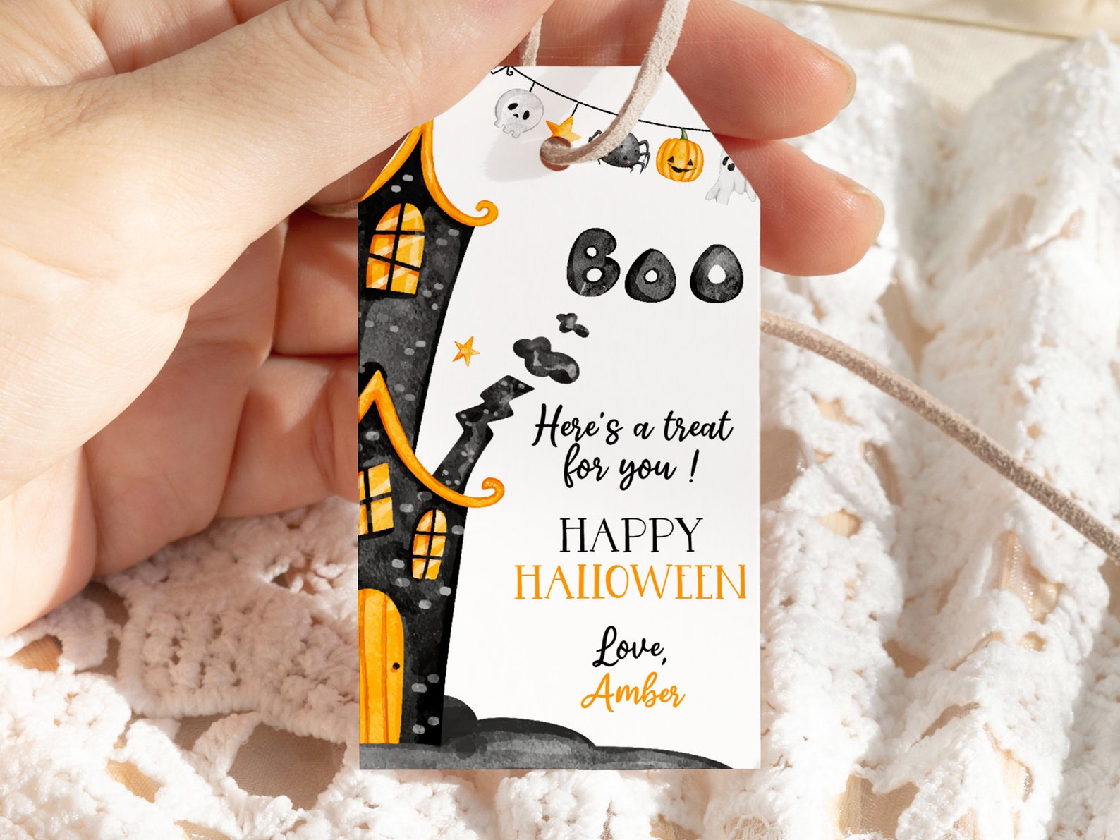 Halloween Party Favor Tags, Spooky House, Boo Gift Tags, Costume Party Template, Trick or Treat ...