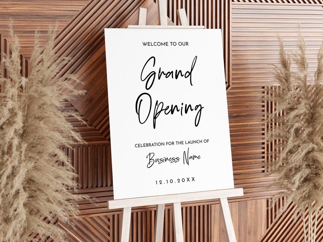 Grand Opening Welcome Sign Template, Minimalist Business Launch Signage ...