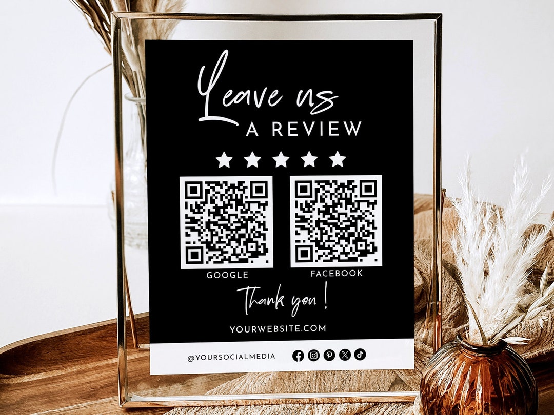 Leave Us A Review Minimalist Template, Black Review Sign, Ask for ...