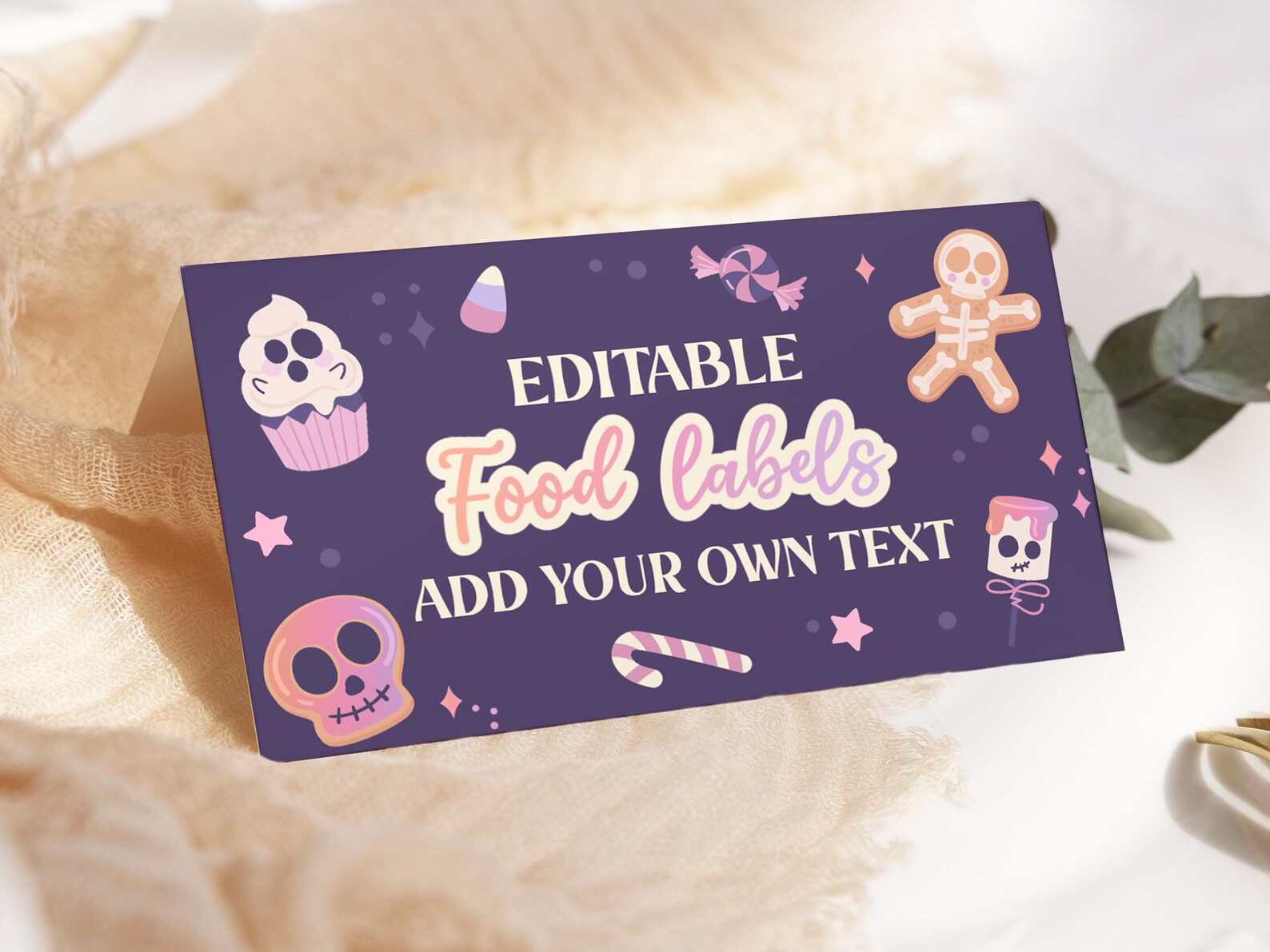 Editable Halloween Purple Food Labels, Halloween Pastel, Spooky Girly ...